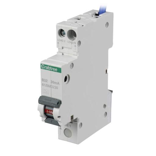 Crabtree Starbreaker 32A 1P+N 1 Module B Curve 6kA 30mA Compact Type A RCBO (61/BM3230) | CEF