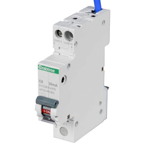 Crabtree 6A 1P+N 1 Module C Curve 6kA 30mA Type A AFDD Combined RCBO (61/C0630AFD) | CEF