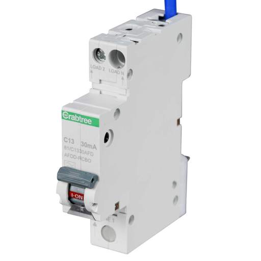 Crabtree 13A 1P+N 1 Module C Curve 6kA 30mA Type A AFDD Combined RCBO (61/C1330AFD) | CEF