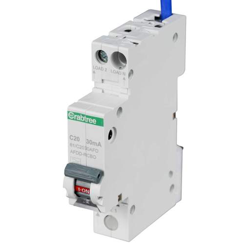 Crabtree 20A 1P+N 1 Module C Curve 6kA 30mA Type A AFDD Combined RCBO (61/C2030AFD) | CEF