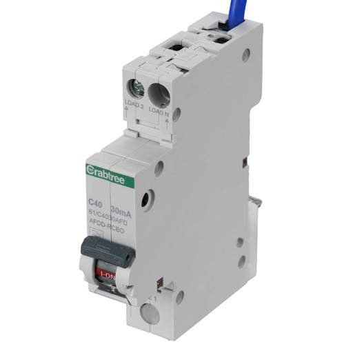 Crabtree 40A 1P+N 1 Module C Curve 6kA 30mA Type A AFDD Combined RCBO (61/C4030AFD) | CEF