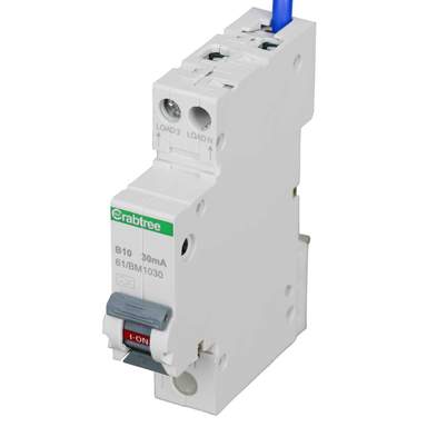 Crabtree Starbreaker 10A Single Pole 1 Module B Curve 6kA 30mA Compact Type A RCBO (61/BM1030) | CEF