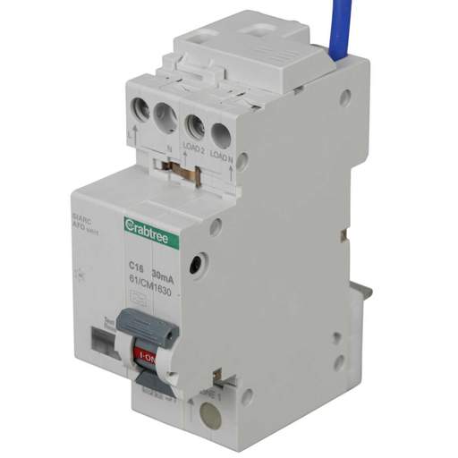 Crabtree 20A 1P+N 2 Module C Curve 6kA 30mA Type A AFDD Combined RCBO (61/CM20AFD) | CEF