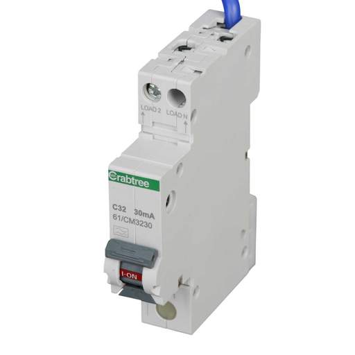 Crabtree Starbreaker 32A 1P+N 1 Module C Curve 6kA 30mA Type A RCBO (61/CM3230) | CEF