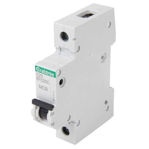 Crabtree Loadstar 6FS 20A Single Pole 6kA C Curve MCB (6FS20C) | CEF