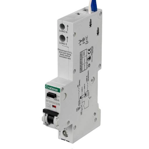Crabtree Loadstar 50A 1P+N 1 Module B Curve 6kA 30mA Type A RCBO (6FSR50/30B) | CEF