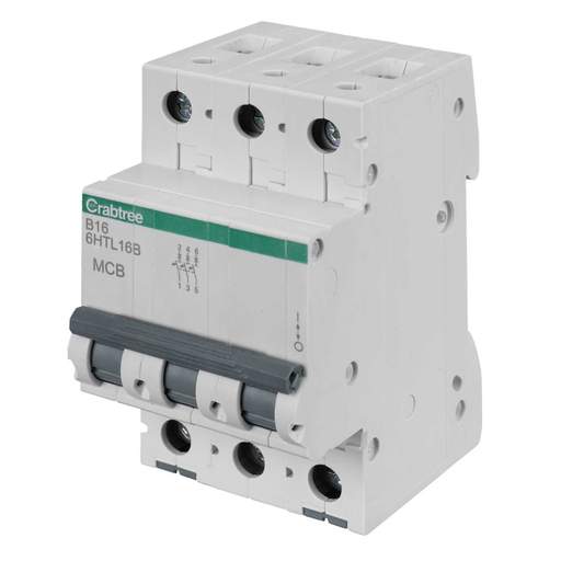 Crabtree Loadstar 16A Triple Pole 10kA B Curve MCB (6HTL16B) | CEF