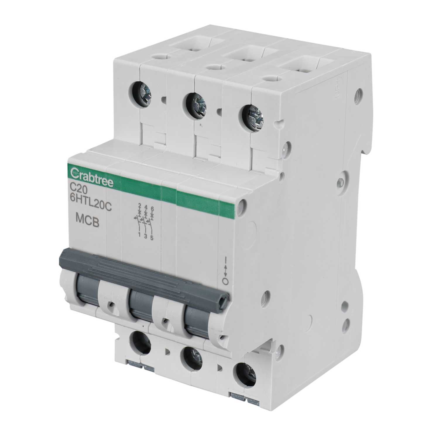 Crabtree Loadstar 20A Triple Pole 10kA C Curve MCB (6HTL20C) | CEF