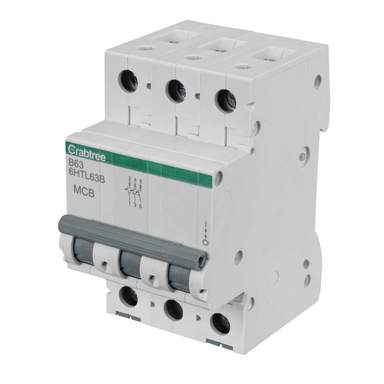 Crabtree Loadstar 63A Triple Pole 10kA B Curve MCB (6HTL63B) | CEF