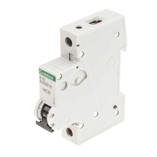 Crabtree Loadstar 6MS 16A Single Pole 6kA B Curve MCB (6MSB16) | CEF