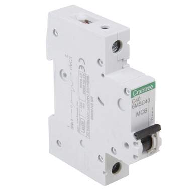 Crabtree Loadstar 6MS 40A Single Pole 6kA C Curve MCB (6MSC40) | CEF