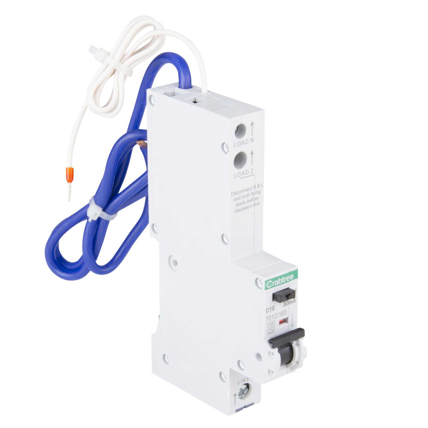 Crabtree Polestar 16A Single Pole 1 Module C Curve 16kA 30mA Type A RCBO (701C/163) | CEF