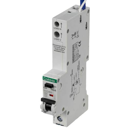 Crabtree Polestar 50A Single Pole 1 Module C Curve 16kA 30mA Type A RCBO (701C/503) | CEF