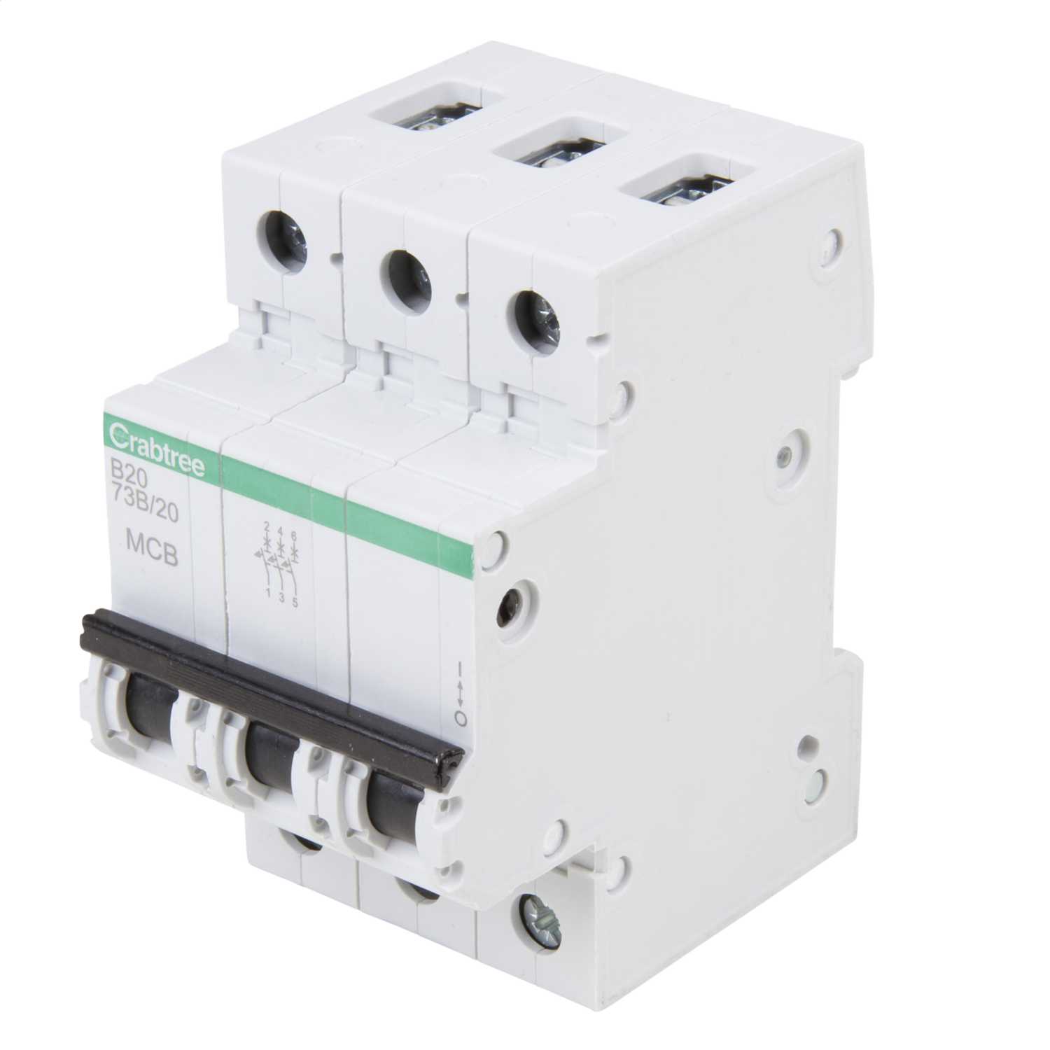 Crabtree Polestar Compact 20A Triple Pole 16kA B Curve MCB (73B/20) | CEF