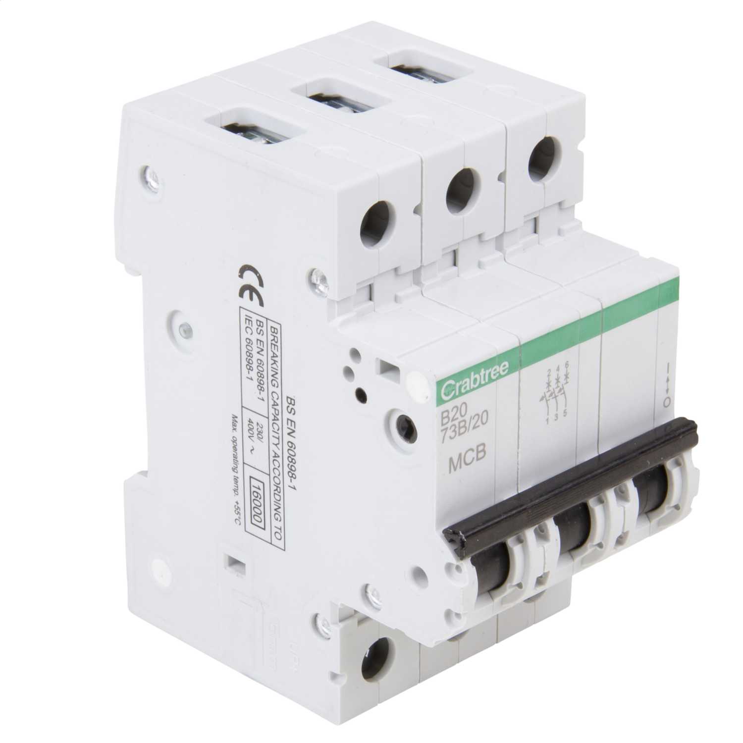Crabtree Polestar Compact 20A Triple Pole 16kA B Curve MCB (73B/20) | CEF