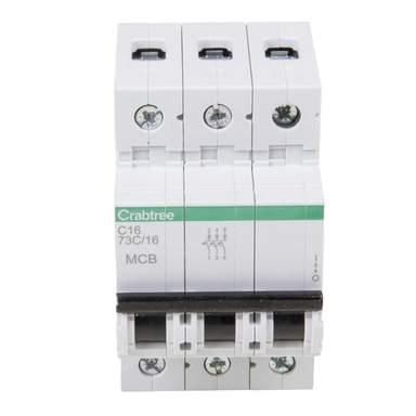 Crabtree Polestar Compact 16A Triple Pole 16kA C Curve MCB (73C/16) | CEF