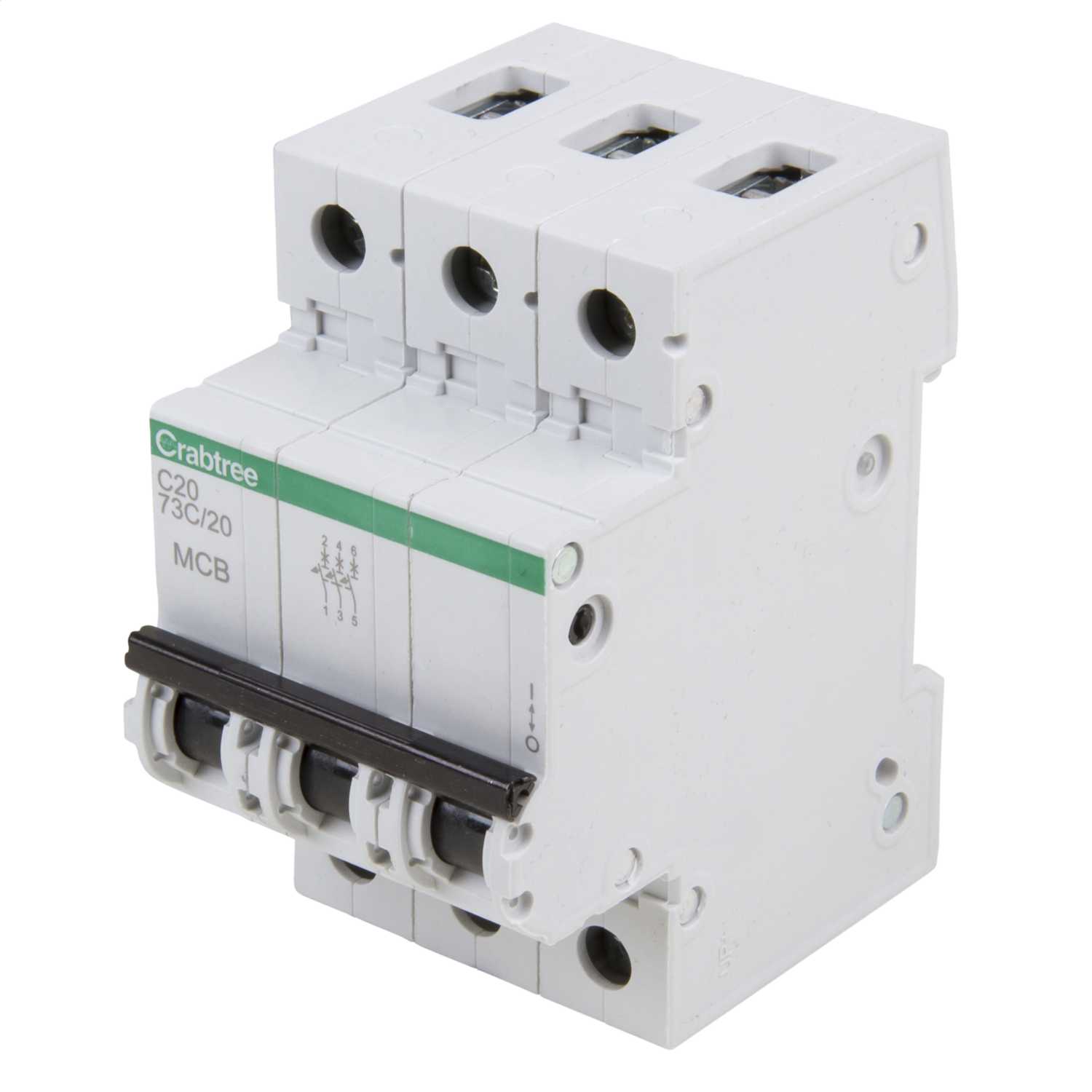 Crabtree Polestar Compact 20A Triple Pole 16kA C Curve MCB (73C/20) | CEF