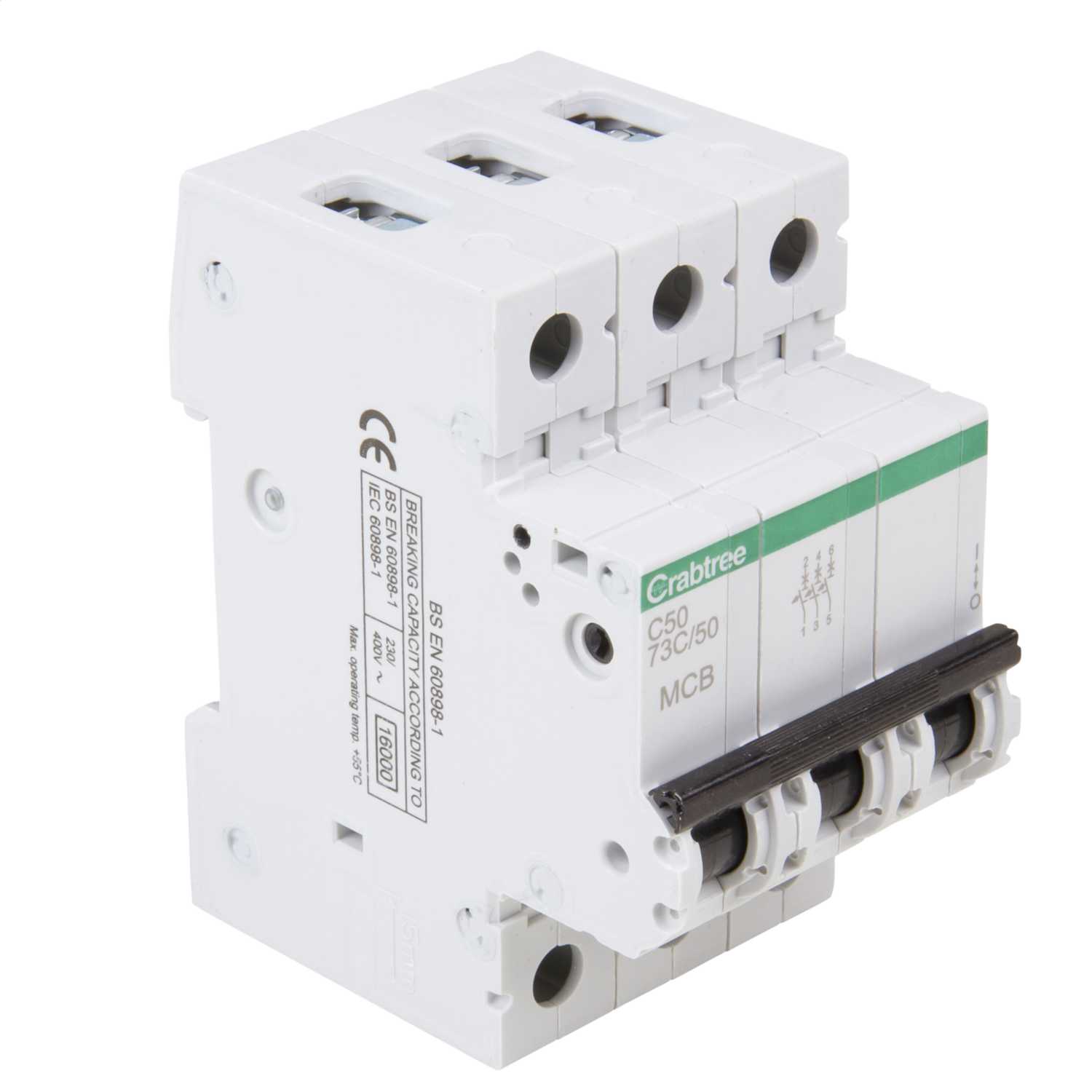 Crabtree Polestar Compact 50A Triple Pole 16kA C Curve MCB (73C/50) | CEF