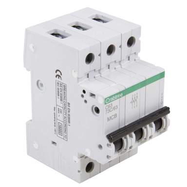 Crabtree Polestar Compact 63A Triple Pole 16kA C Curve MCB (73C/63) | CEF