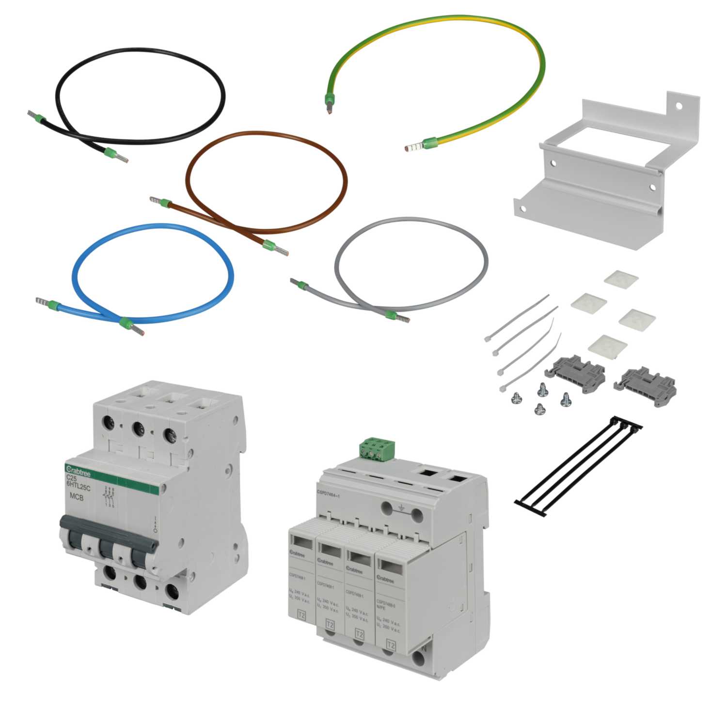 Crabtree 40kA 4 Module 3 Pole and Neutral Type 2 Surge Protector Kit ...