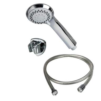 Croydex Three Function Shower Handset with Hose and Bracket Chrome (AM250741) | CEF