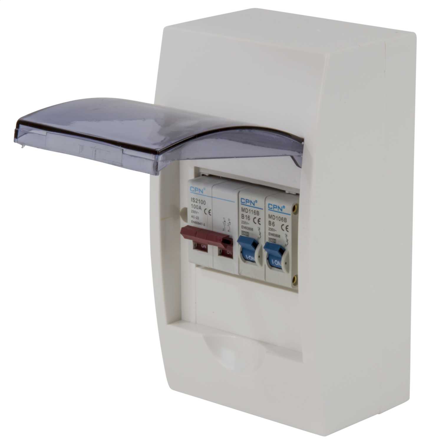 Cudis CPN 4 Way 100A DP Isolator Incomer Insulated Consumer Unit with 2 ...