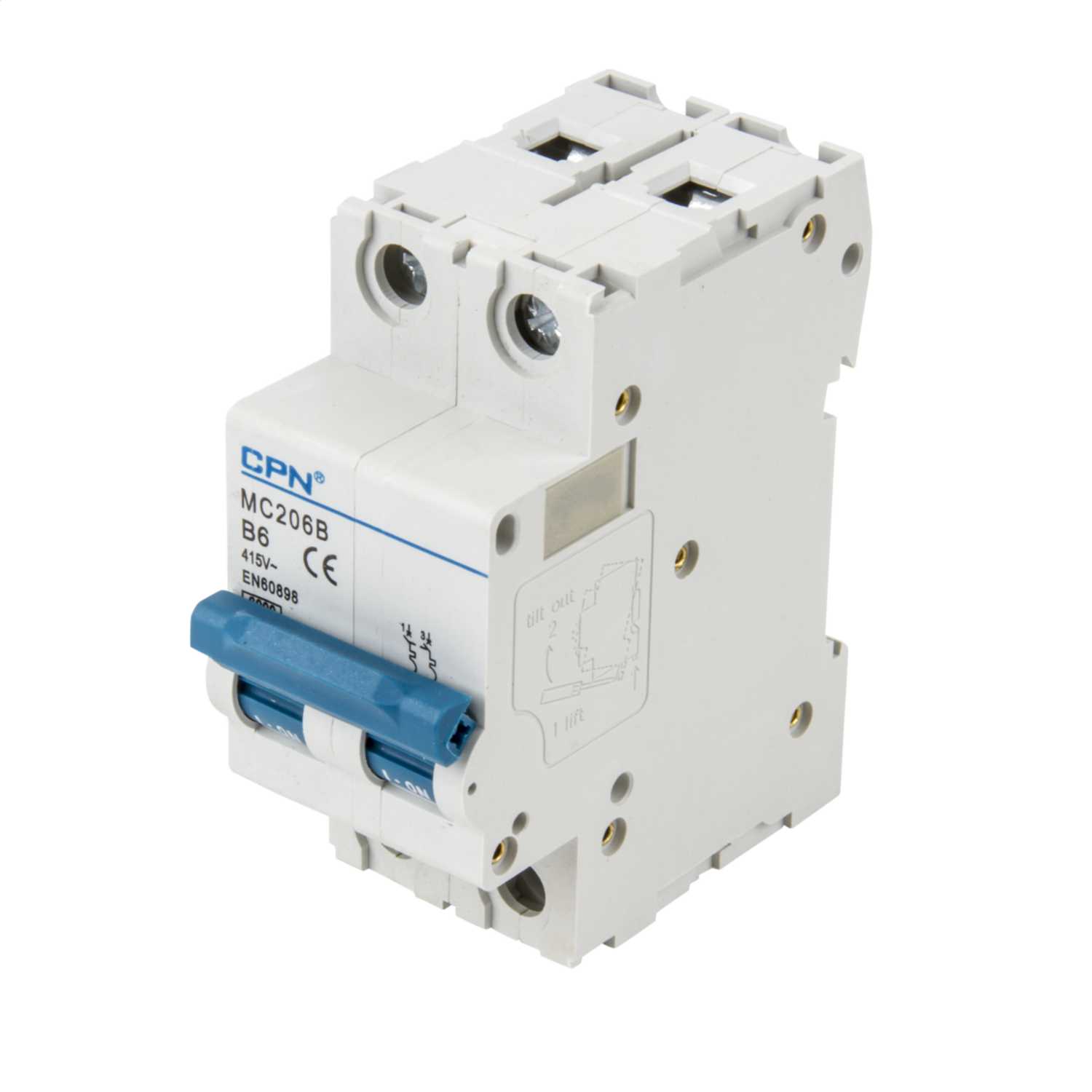 Cudis CPN MC 6A Double Pole 6kA B Curve MCB (MC206B) | CEF