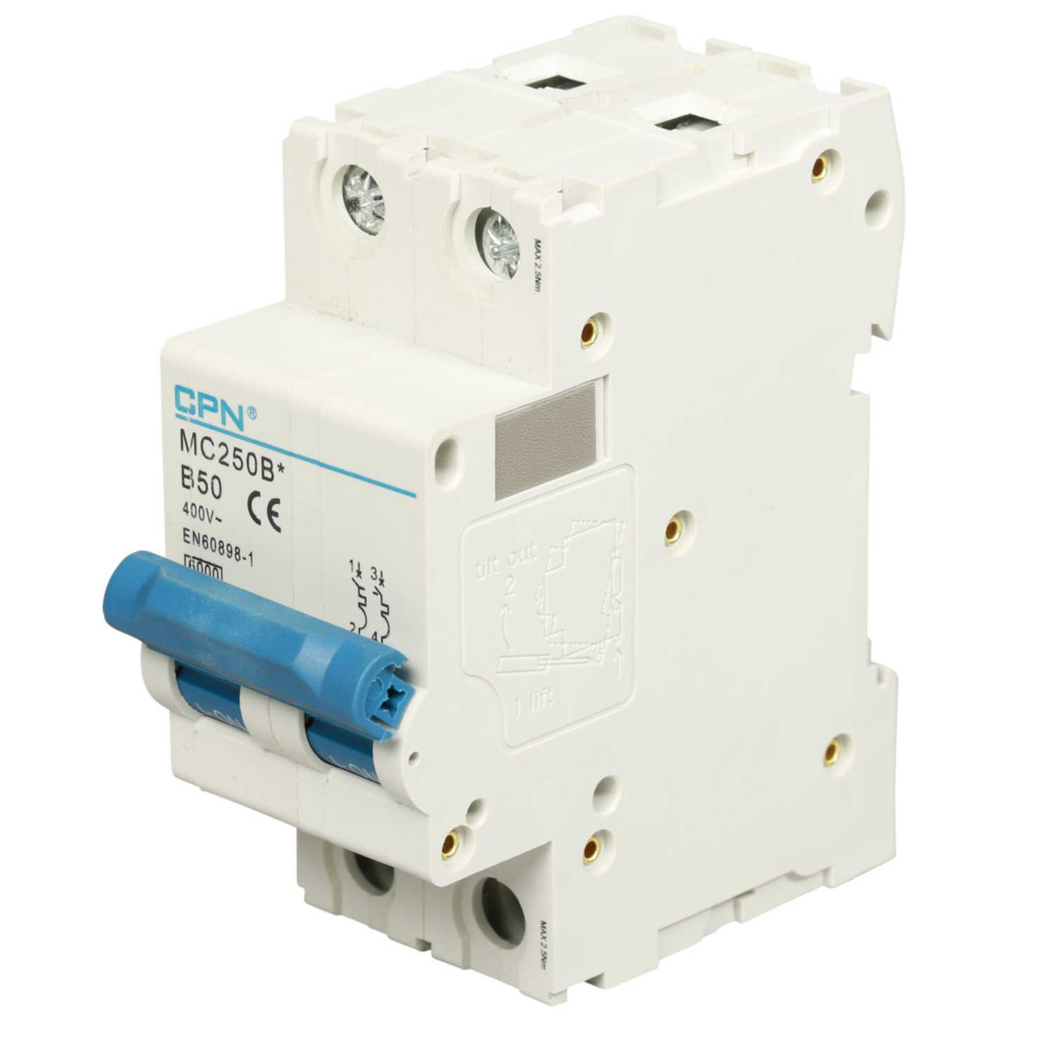 Cudis CPN MC 50A Double Pole 6kA B Curve MCB (MC250B) | CEF