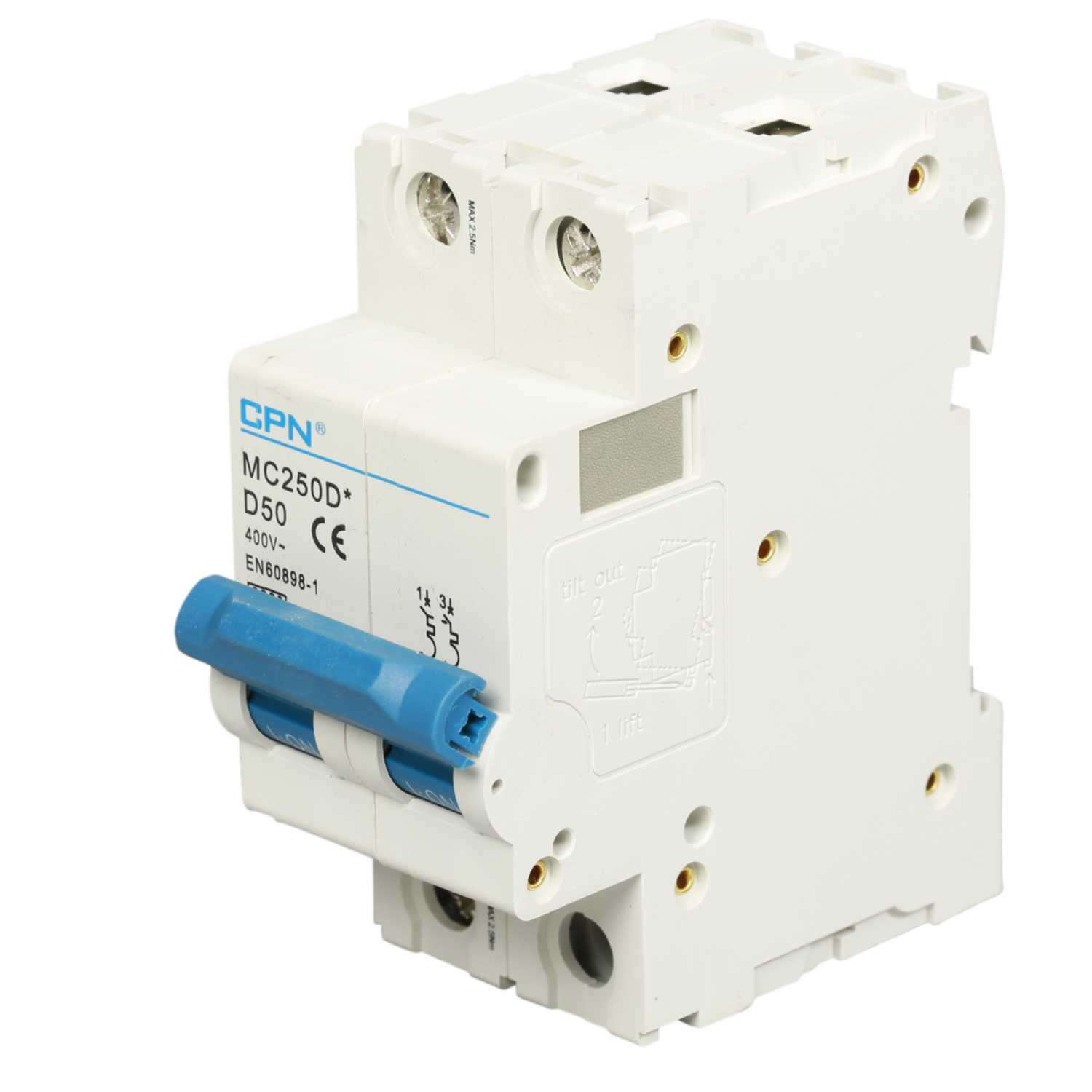 Cudis CPN MC 50A Double Pole 6kA D Curve MCB (MC250D) | CEF