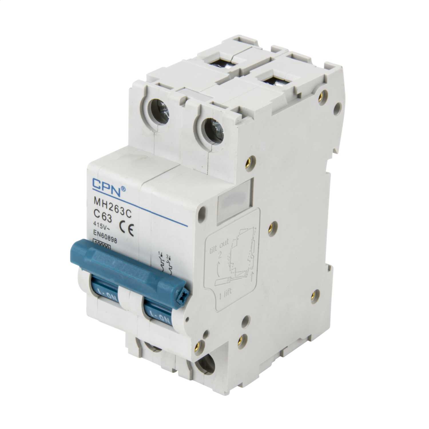 Cudis CPN 63A Double Pole 10kA C Curve MCB (MH263C) | CEF