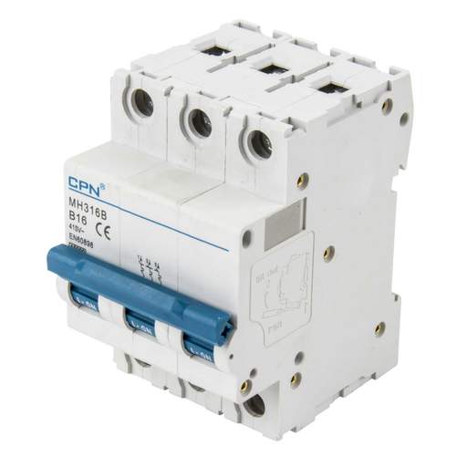 Cudis 16A Triple Pole 10kA B Curve MCB (MH316B) | CEF