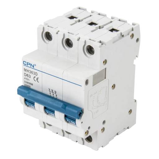Cudis 63A Triple Pole 10kA D Curve MCB (MH363D) | CEF