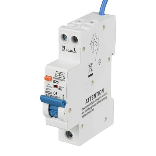 Cudis 25A 1P+N 1 Module B Curve 6kA 30mA Type A RCBO (ROM-125B/030A) | CEF