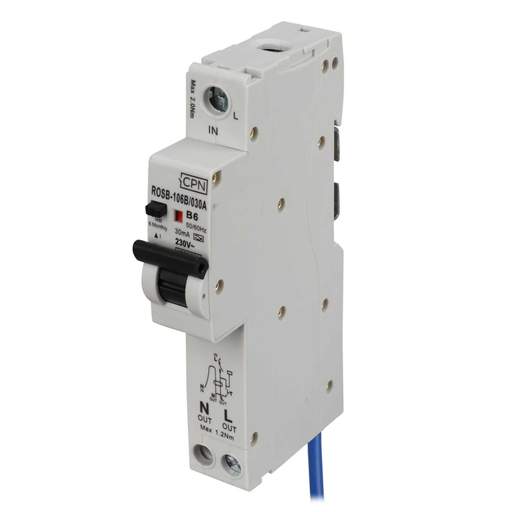 Cudis ROSB 6A 1P+N 1 Module B Curve 10kA 30mA Type A RCBO (ROSB-106B/030A) | CEF