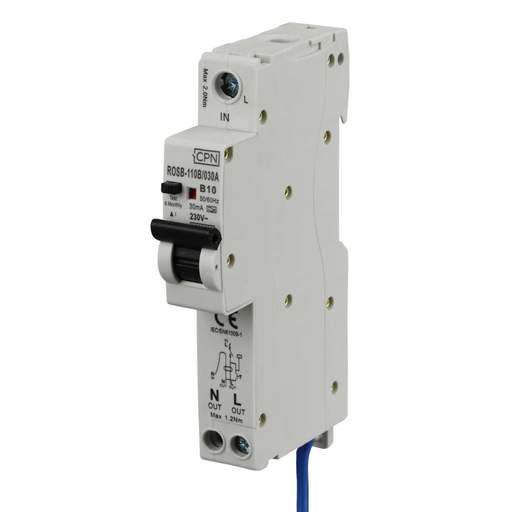 Cudis ROSB 10A 1P+N 1 Module B Curve 10kA 30mA Type A RCBO (ROSB-110B/030A) | CEF