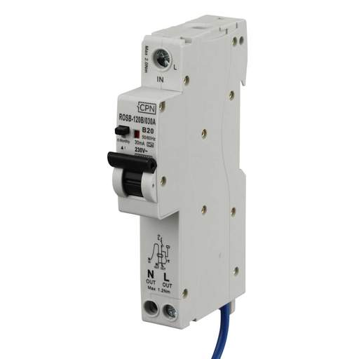 Cudis ROSB 20A 1P+N 1 Module B Curve 10kA 30mA Type A RCBO (ROSB-120B/030A) | CEF
