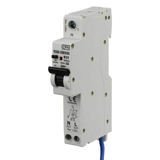 Cudis ROSB 25A 1P+N 1 Module B Curve 10kA 30mA Type A RCBO (ROSB-125B/030A) | CEF