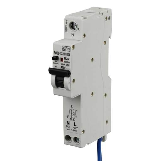 Cudis ROSB 32A 1P+N 1 Module B Curve 10kA 30mA Type A RCBO (ROSB-132B/030A) | CEF