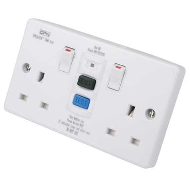 Cudis 13A 2 Gang Double Switched RCD Socket White (SPR13A/030) | CEF