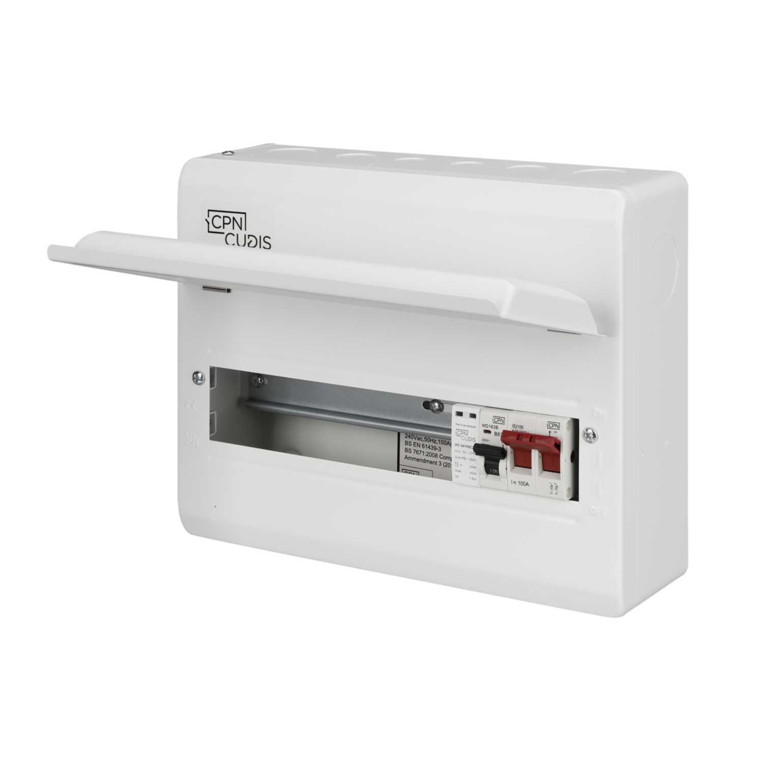 Cudis CPN 10 Way 100A Isolator Incomer Metal Clad Consumer Unit with ...