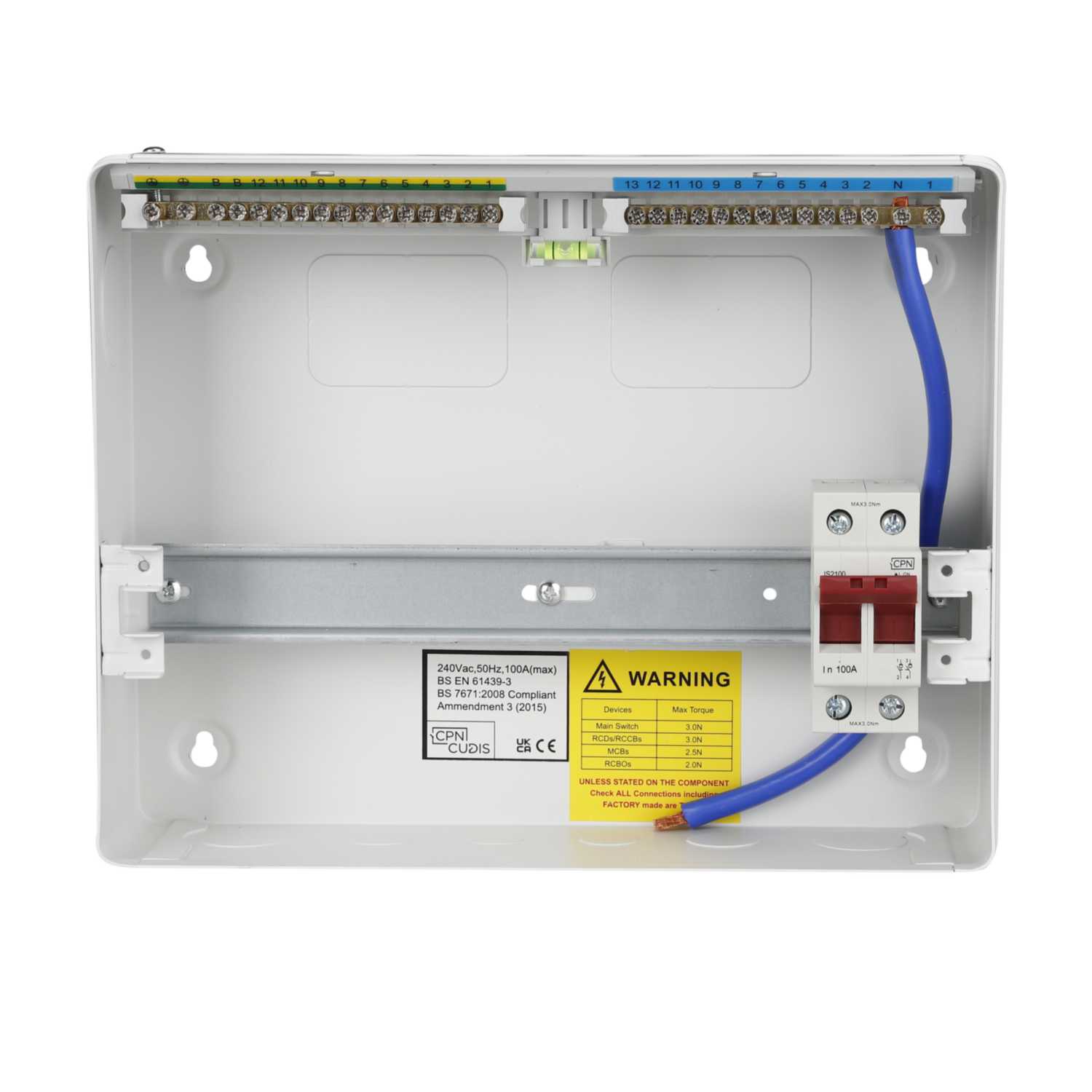 Cudis CPN 12 Way 100A Isolator Incomer Metal Clad Consumer Unit (TITAN ...