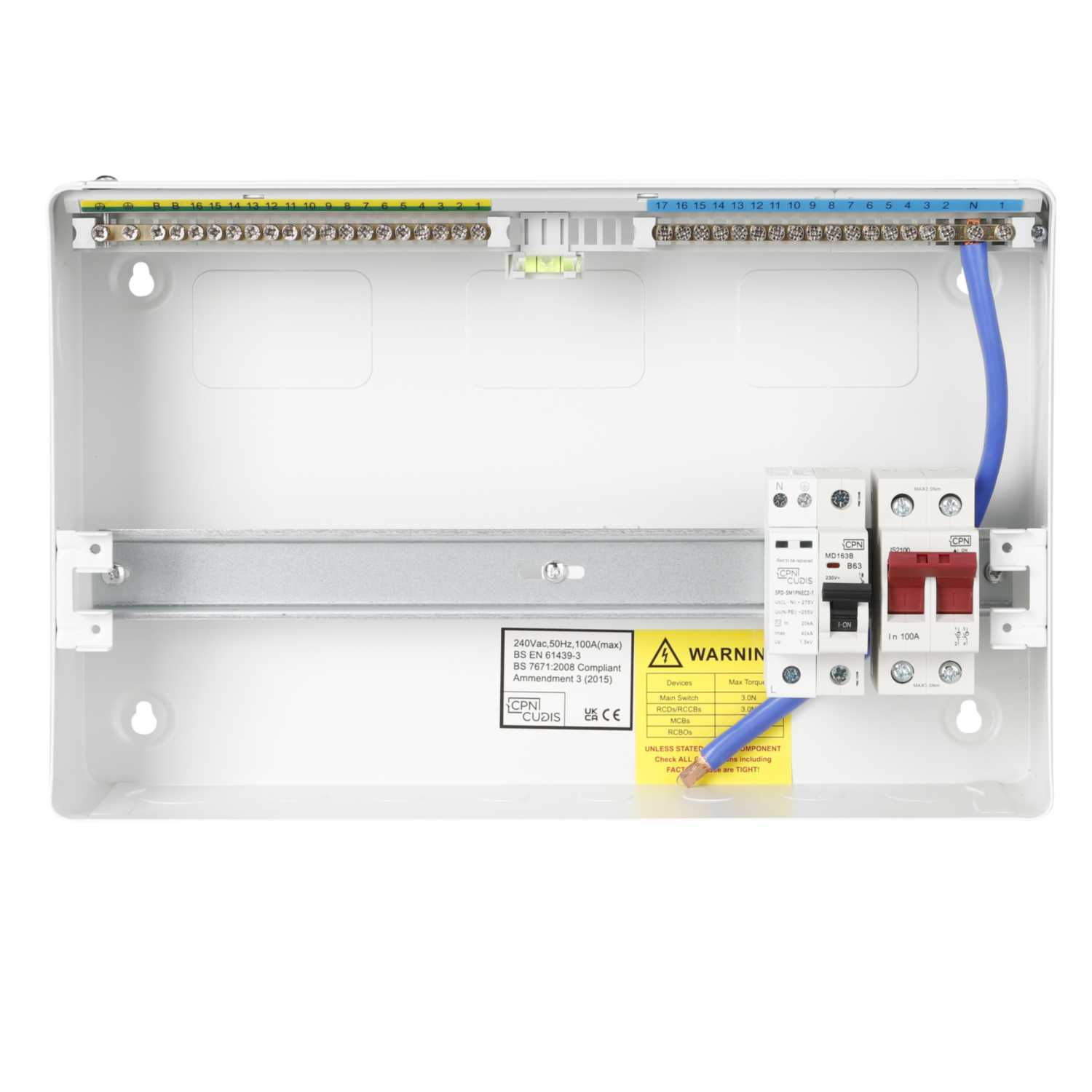 Cudis CPN 14 Way 100A Isolator Incomer Metal Clad Consumer Unit with ...