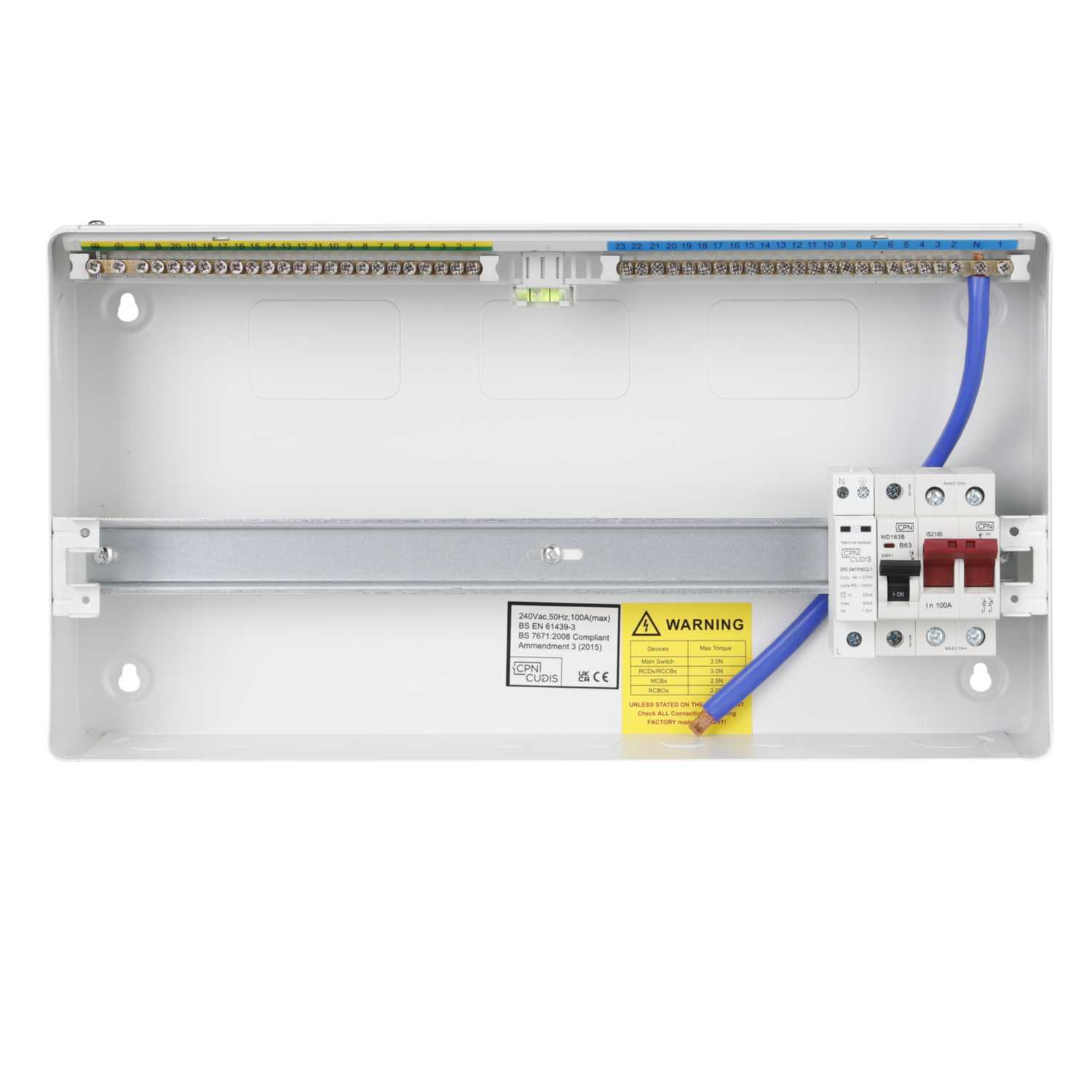 Cudis CPN 18 Way 100A Isolator Incomer Metal Clad Consumer Unit with ...