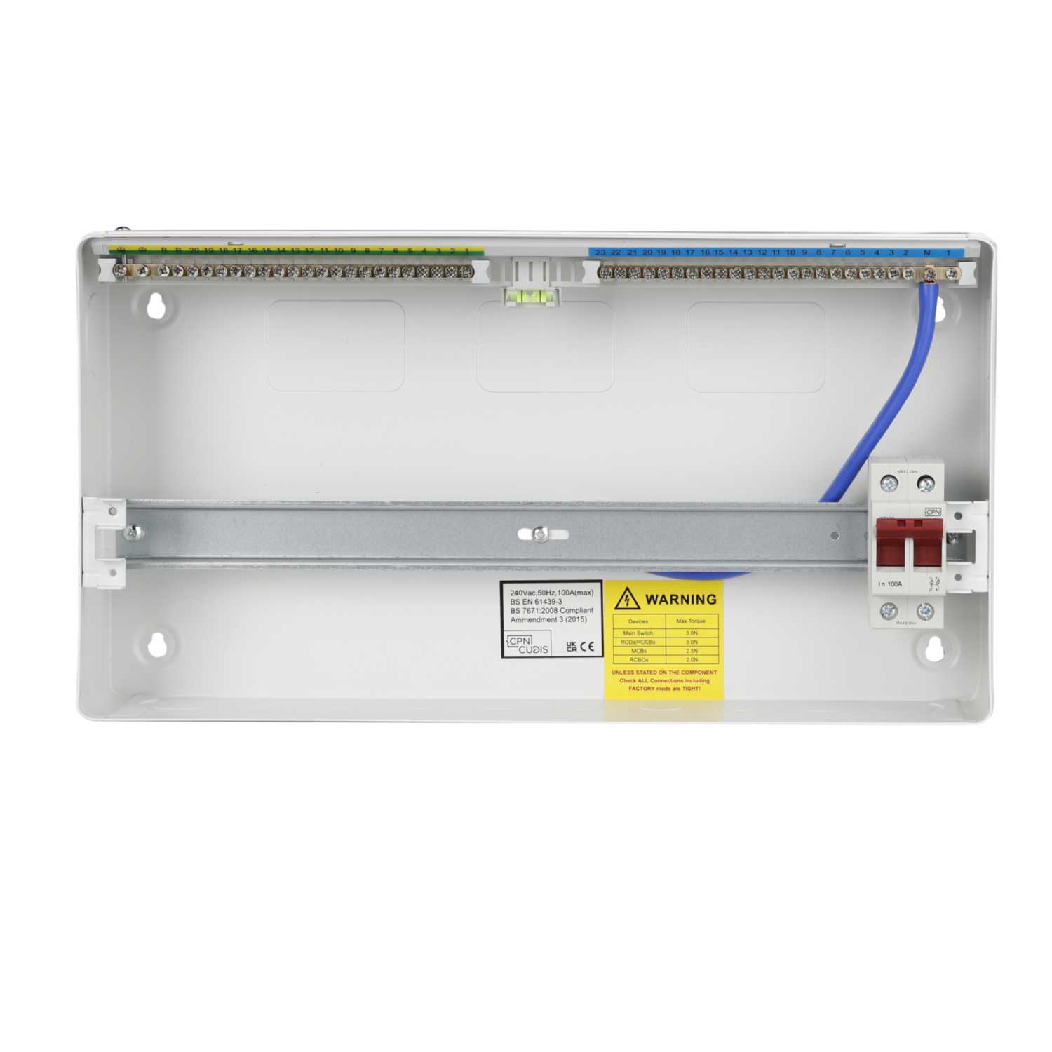 Cudis CPN 20 Way 100A Isolator Incomer Metal Clad Consumer Unit (TITAN ...
