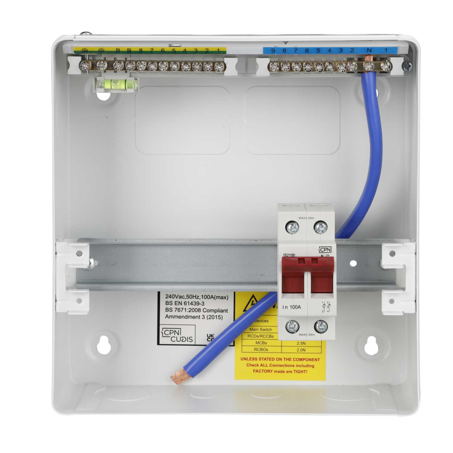 Cudis CPN 6 Way 100A Isolator Incomer Metal Clad Consumer Unit (TITAN-6 ...