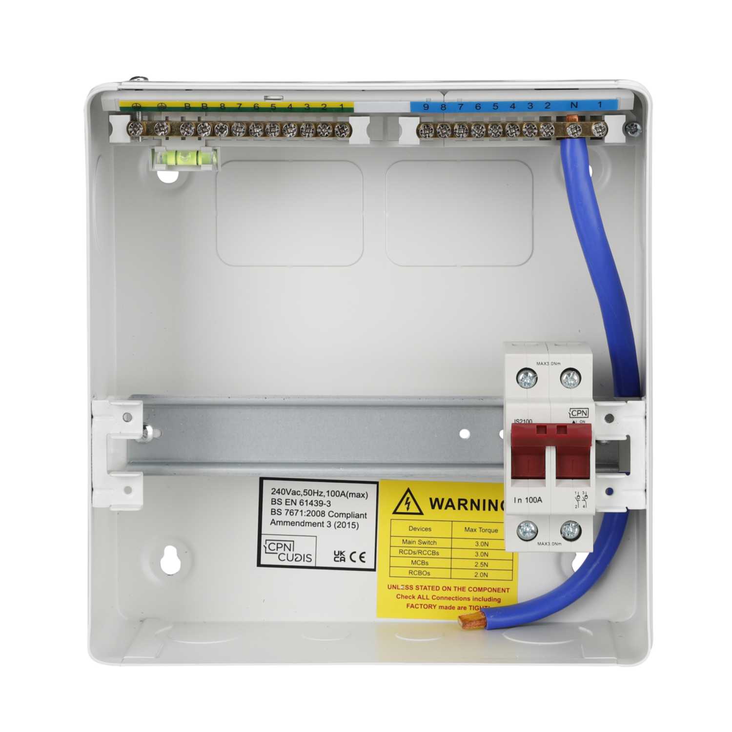 Cudis CPN 8 Way 100A Isolator Incomer Metal Clad Consumer Unit (TITAN-8 ...