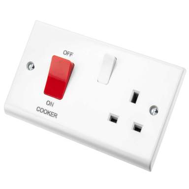Deta 45A DP Cooker Control Unit with Red Rocker White (S1302) | CEF