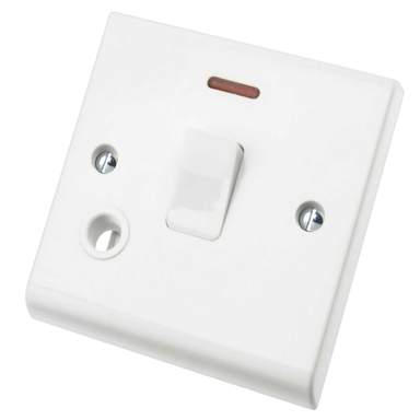 Deta 20A DP Switch with Neon and Flex Outlet White (S1393) | CEF