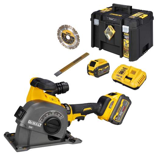 DeWALT DCG200T2-GB 54V XR FLEXVOLT Wall Chaser with 2 x 6.0Ah Batteries ...