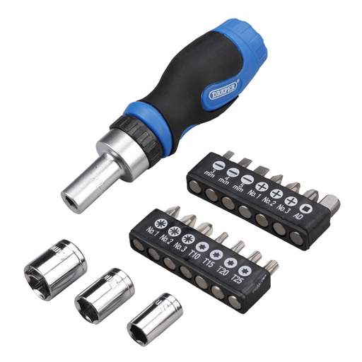Draper Tools 18 Piece Stubby Ratchet Screwdriver and Bit Set (99413) | CEF